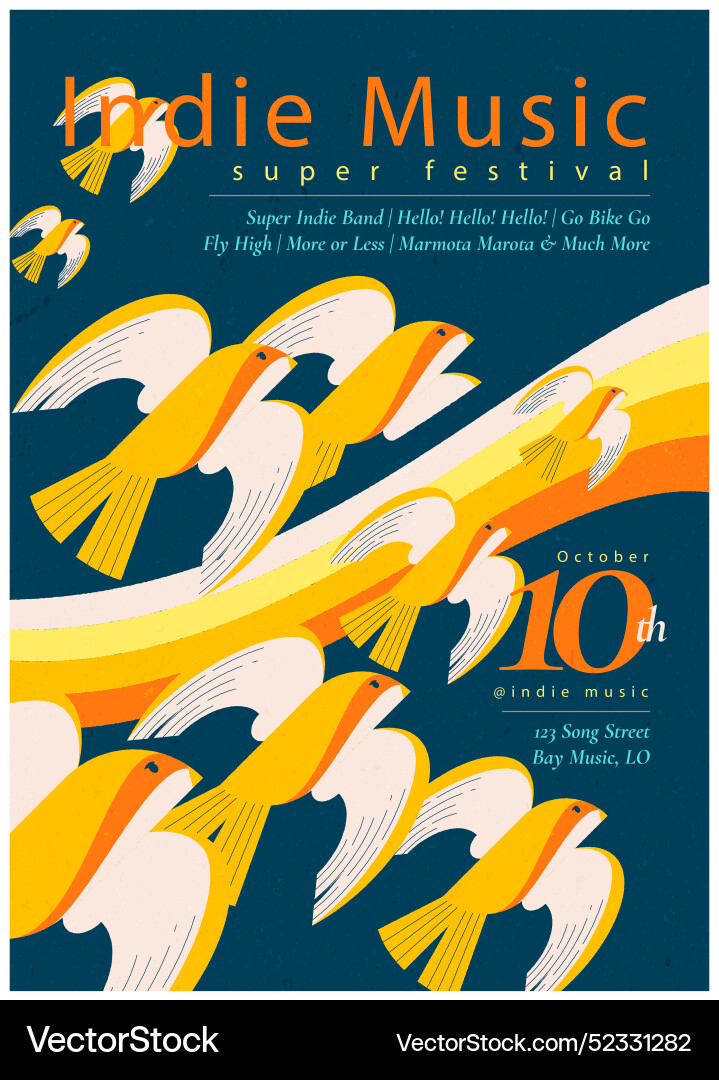 Hand drawn indie music poster template Royalty Free Vector