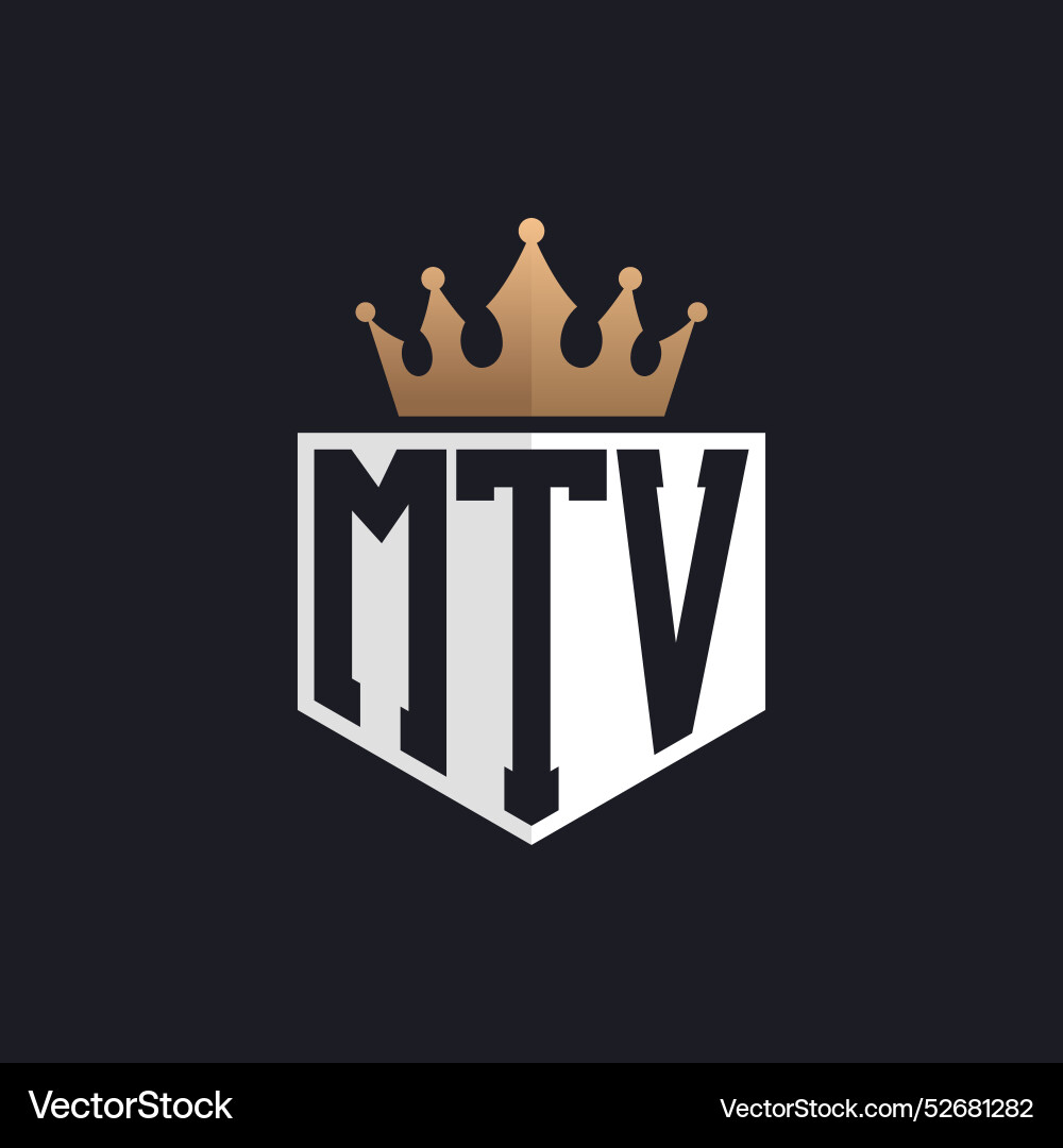 Luxury mtv logo with crown elegant initials Vector Image