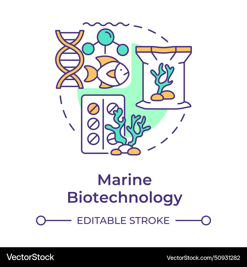 Marine biotechnology multi color concept icon Vector Image
