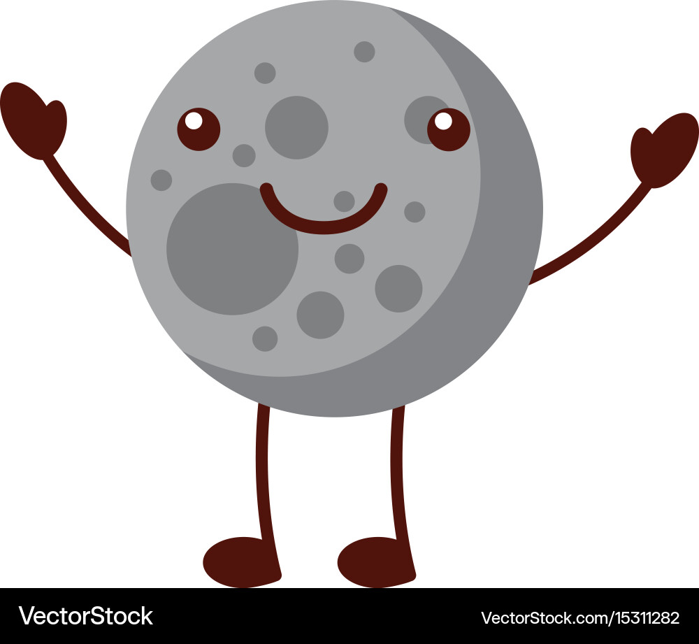 Natürlicher Satellit Mond Comic Charakter Vektorbild