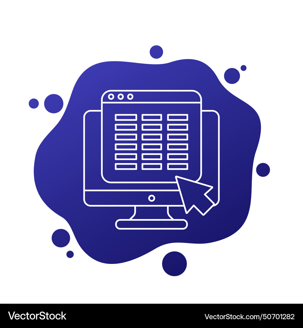 Online spreadsheet icon line Royalty Free Vector Image