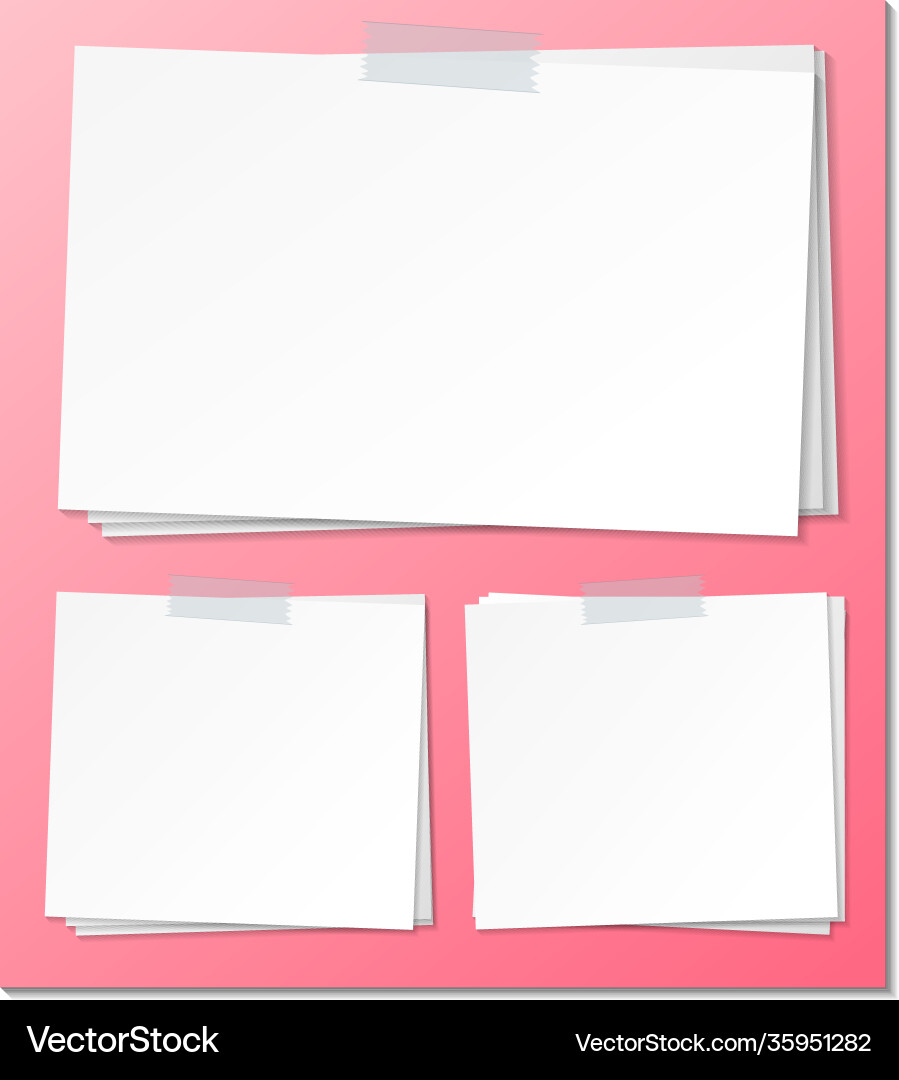 Set empty sticky note paper template Royalty Free Vector