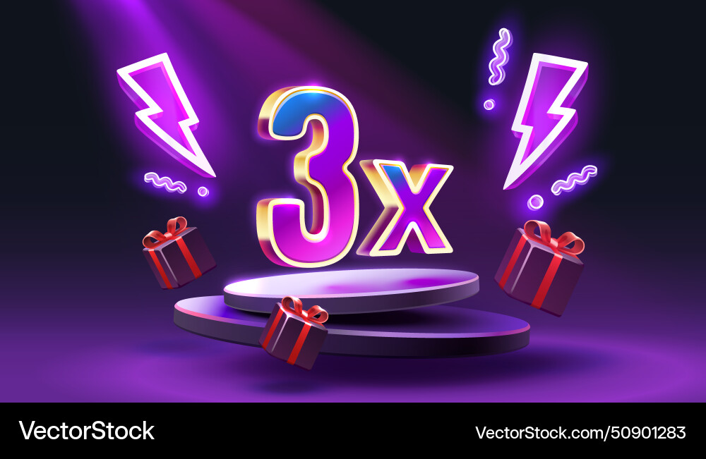 3x winner banner promotion flyer prize label Vector Image