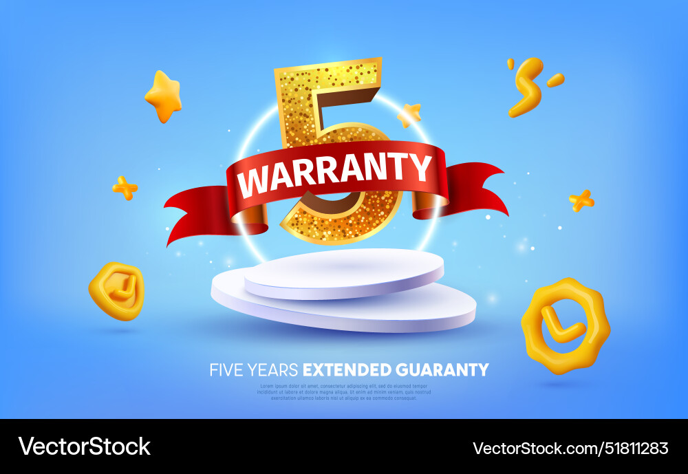 5 years warranty label 3d Royalty Free Vector Image