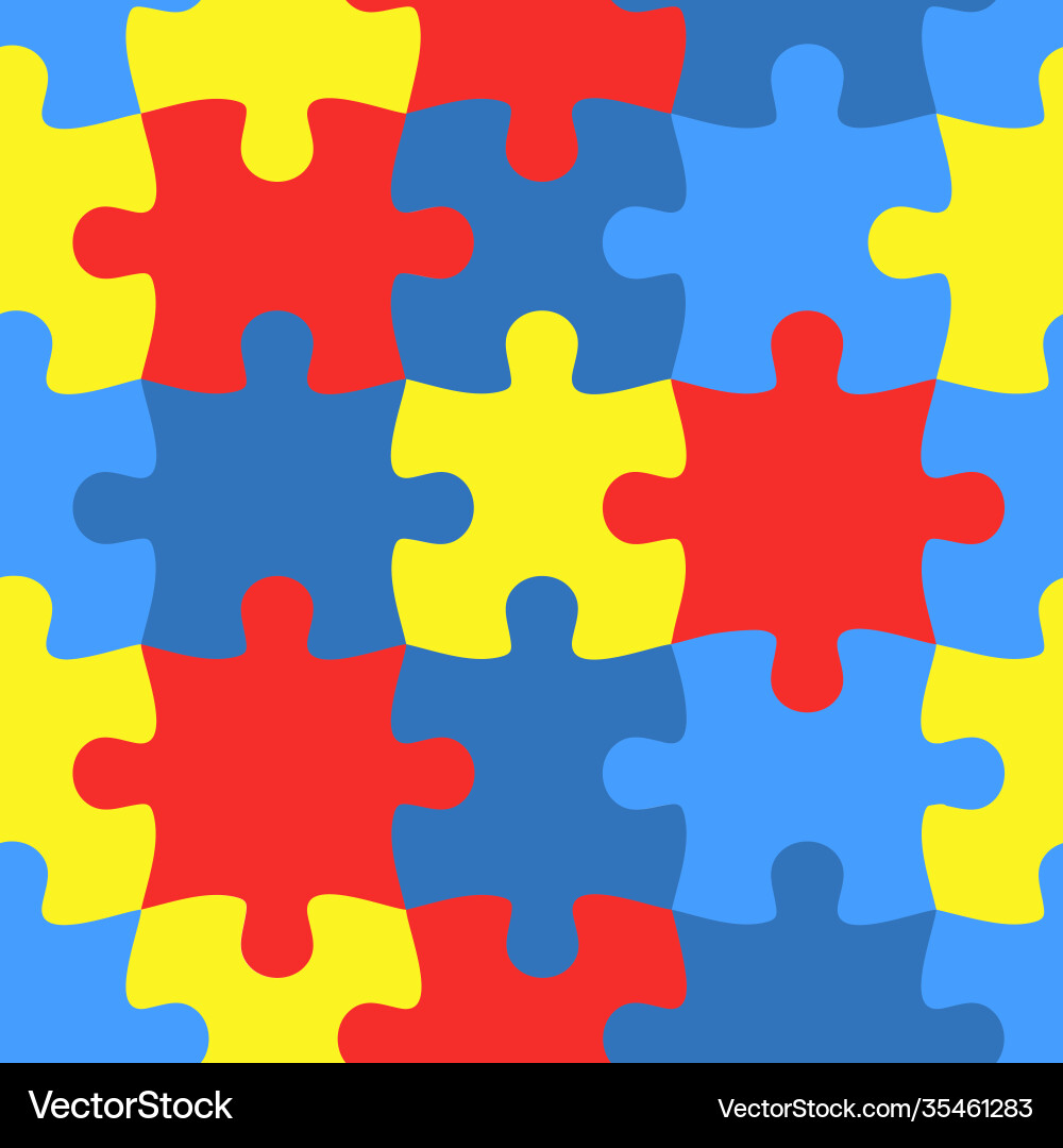 Colorful jigsaw seamless puzzle pattern autism Vector Image