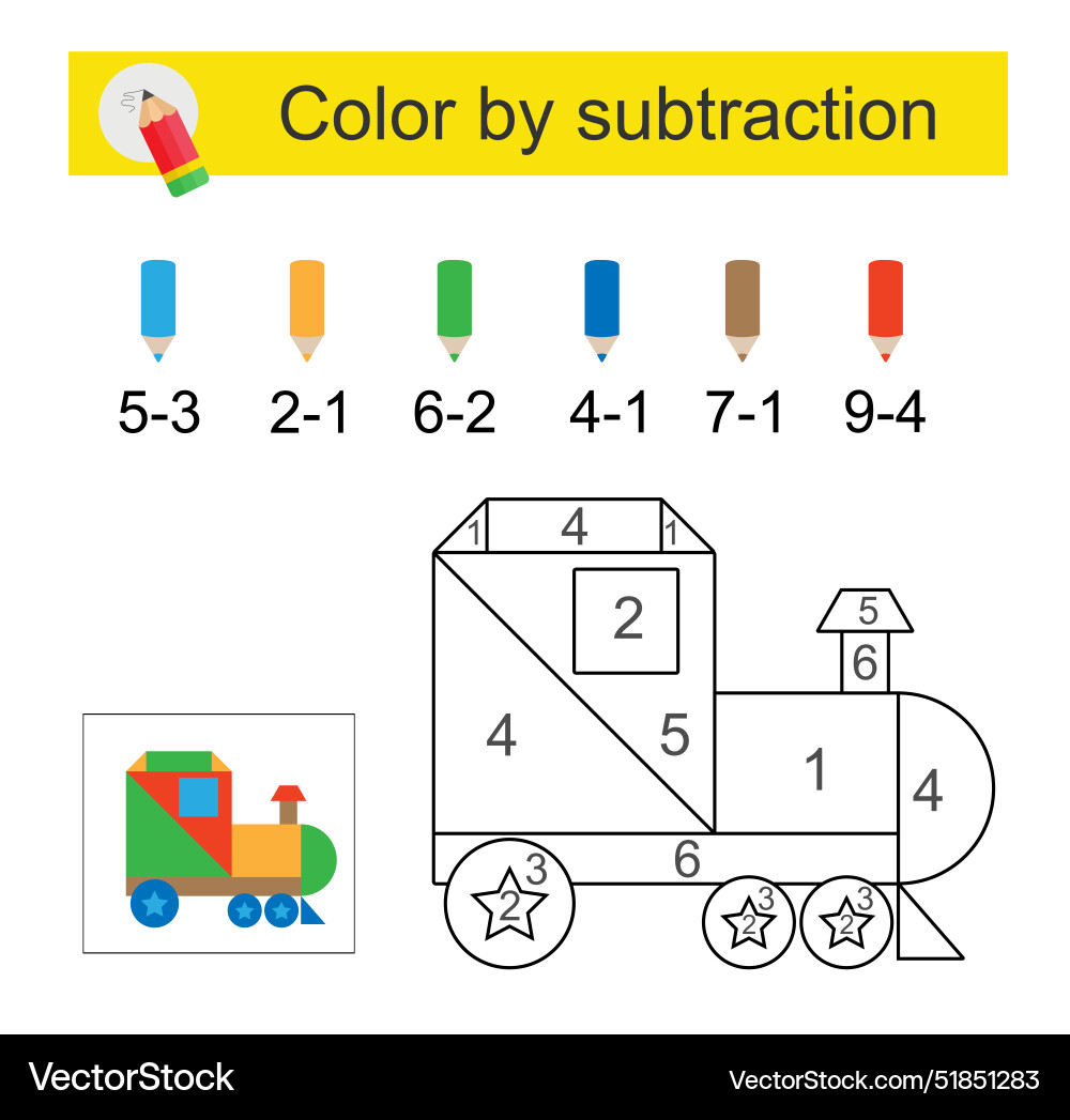 Coloring pages color by subtraction Royalty Free Vector