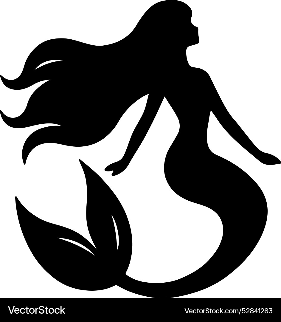 Flat design mermaid silhouette isolated on white Vector Image