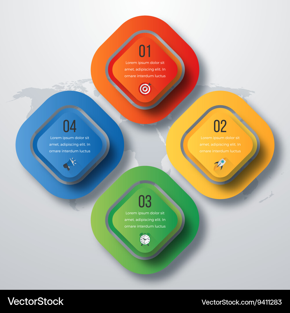 Four square infographics Royalty Free Vector Image