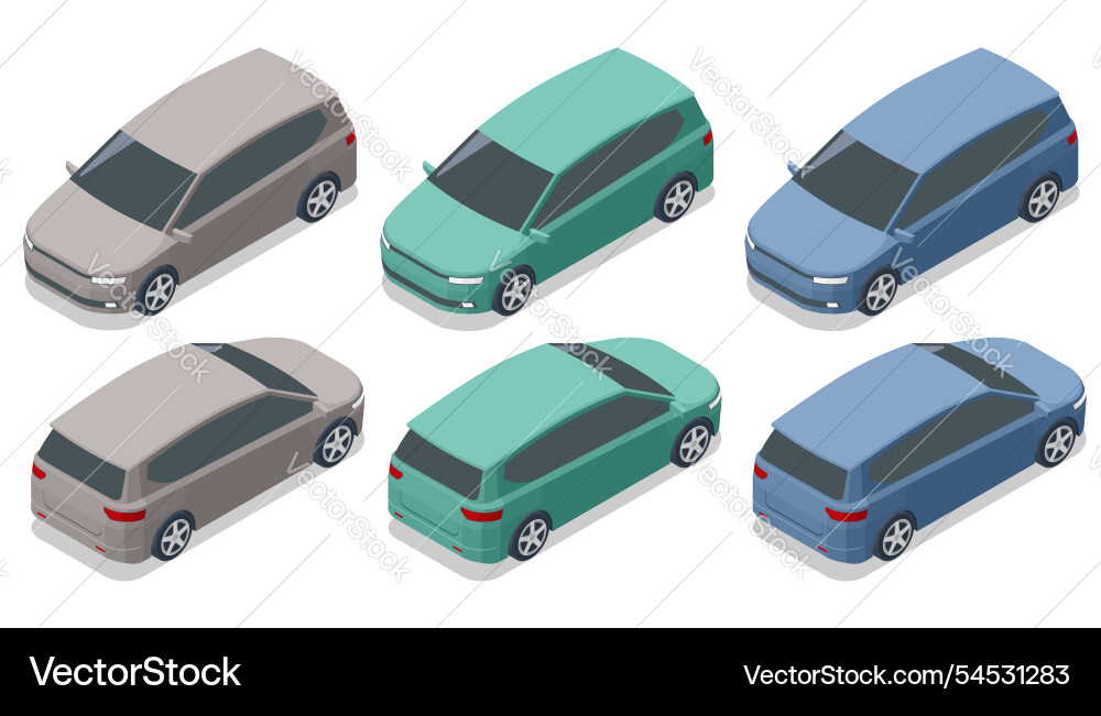 Isometric minivan car template for branding and Vector Image