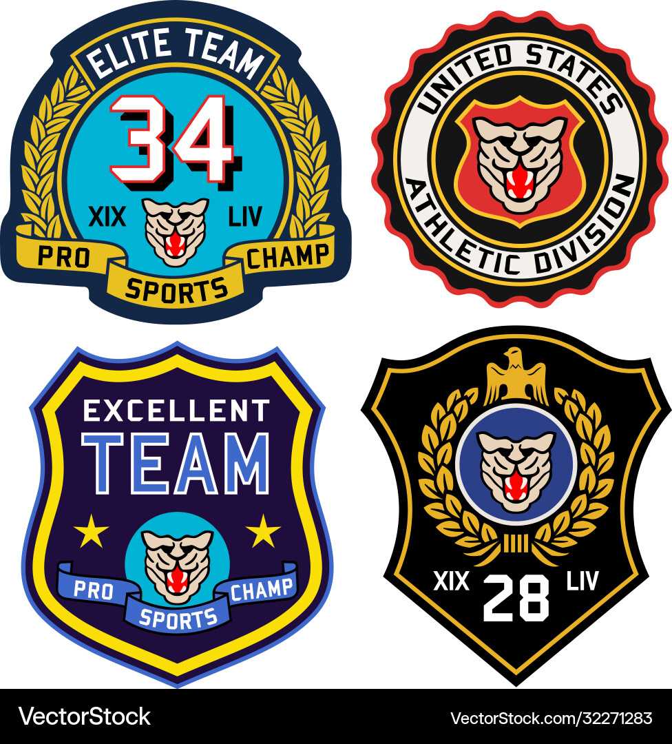 Retro College Sport Badges & Labels Royalty Free Vector