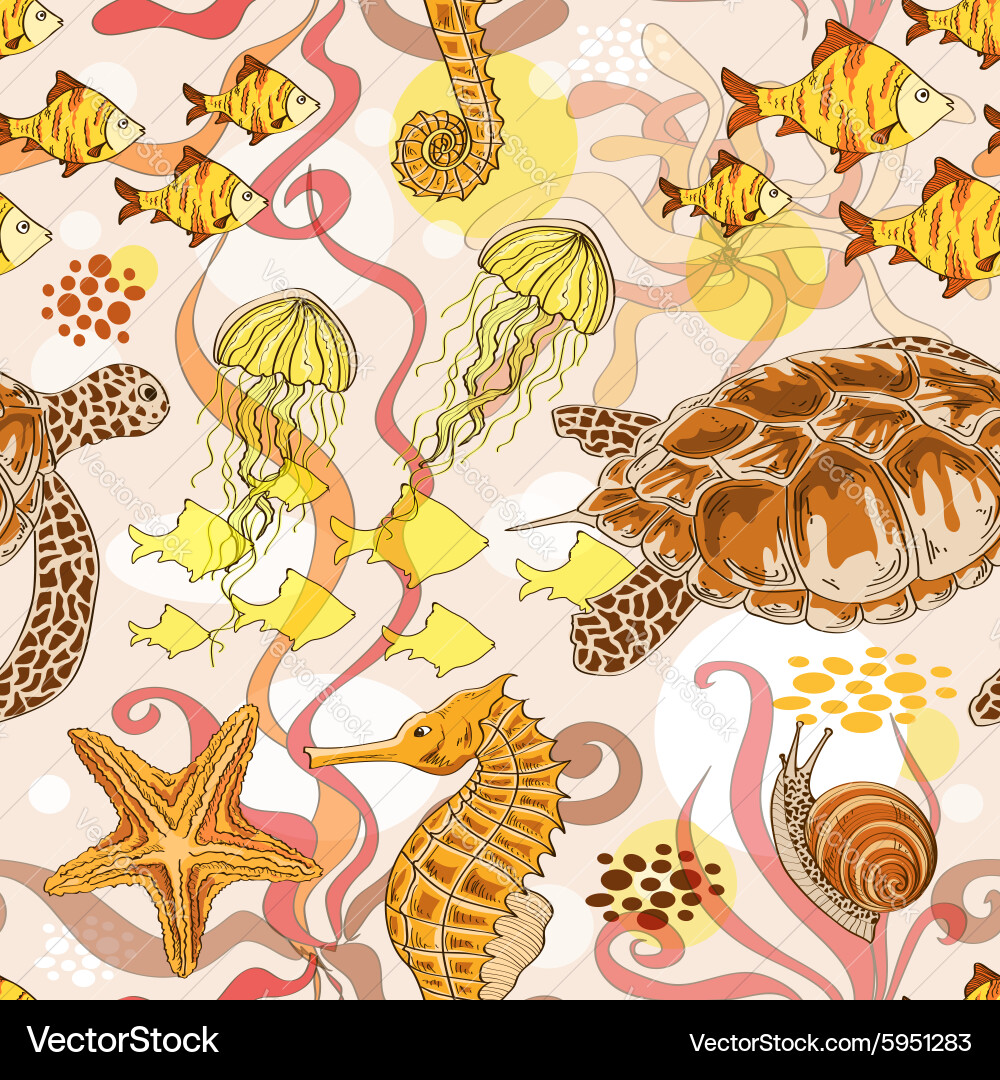 Seamless pattern of sea animals Royalty Free Vector Image