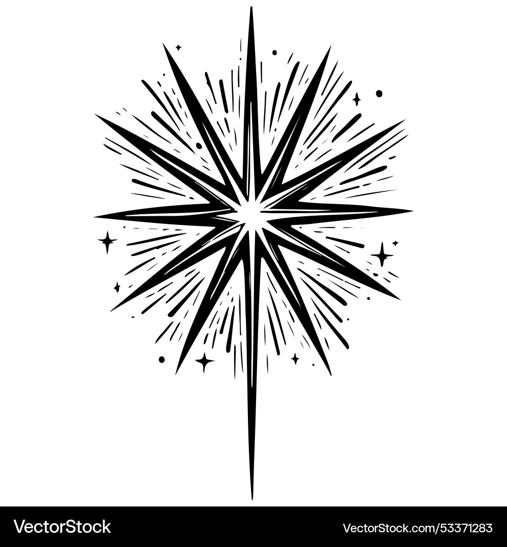 Sparkle Zeichnung realistische Handlinie Kunst Vektorbild