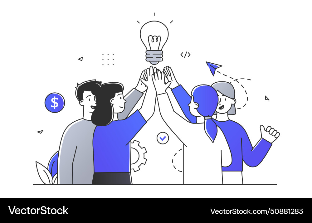 Team brainstorming simple Royalty Free Vector Image