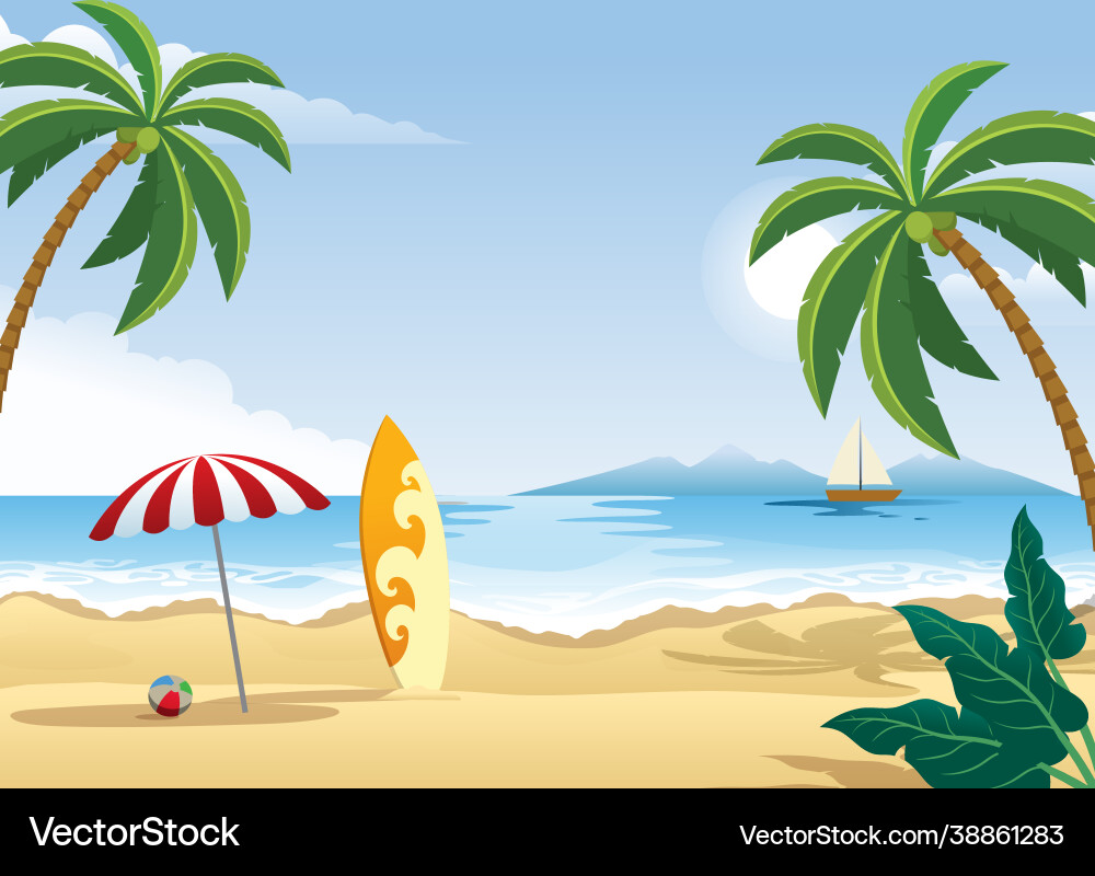 Tropical Beach Scene Royalty Free Vector Image