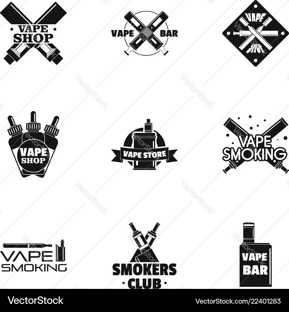 Vape shop logo set simple style Royalty Free Vector Image