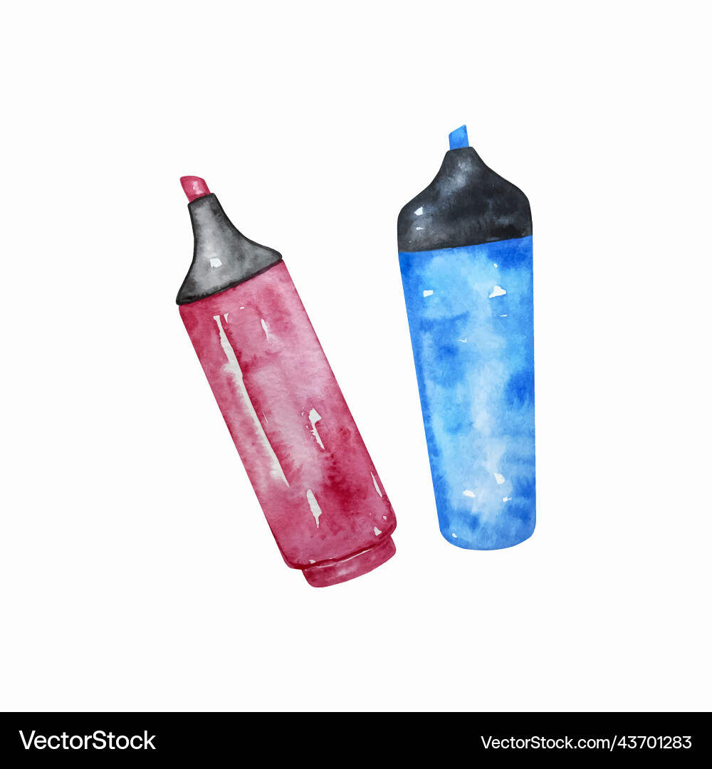 Watercolor two open markers Royalty Free Vector Image
