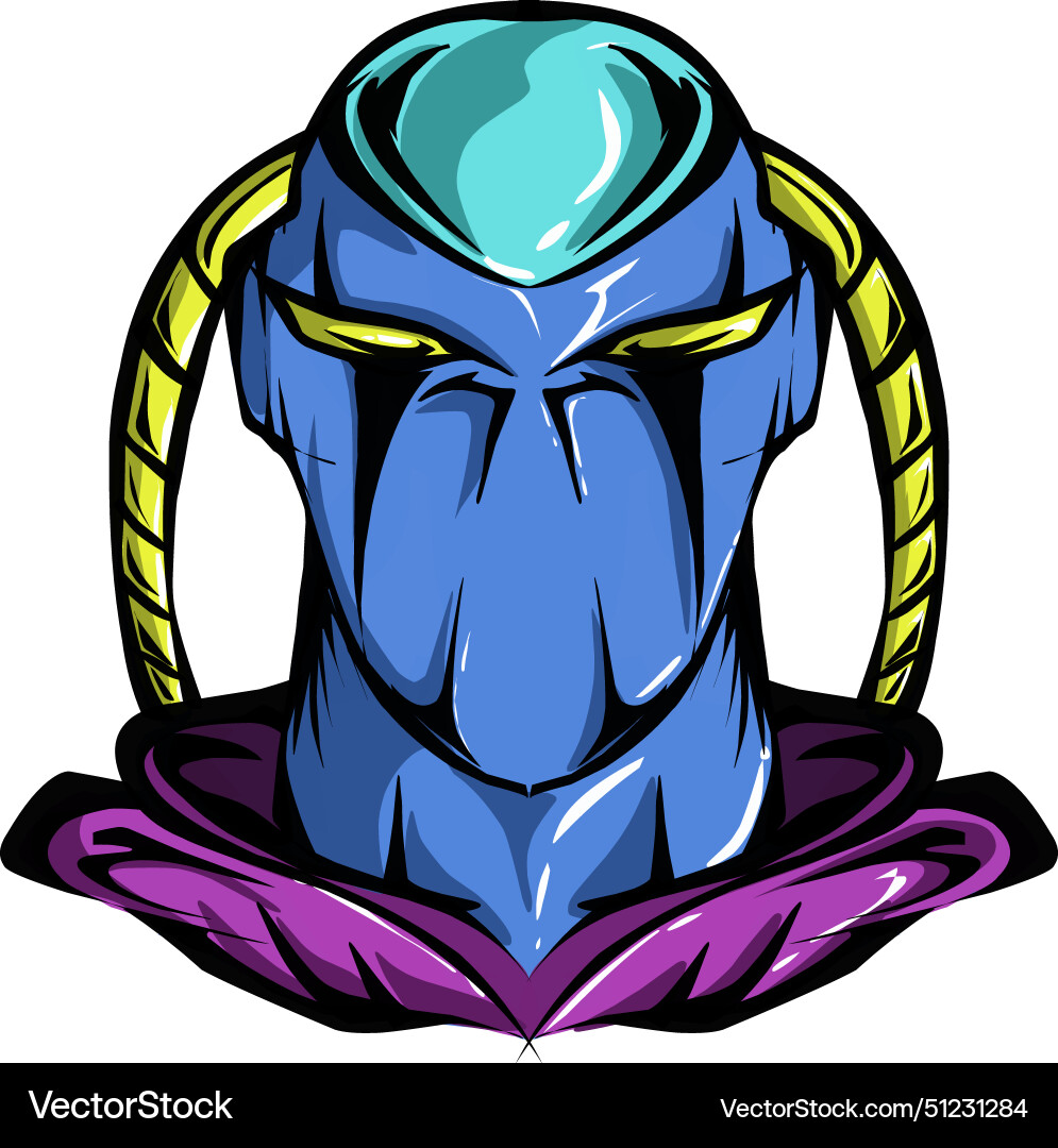 A cartoon super hero characters head in blue Vector Image
