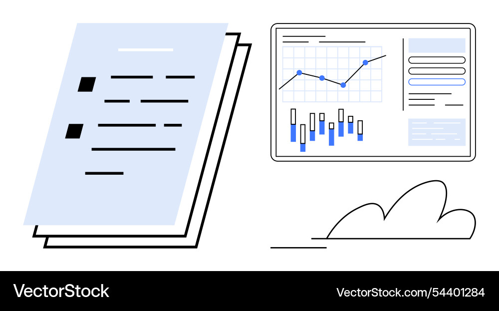 Business reports and analytics charts next to Vector Image