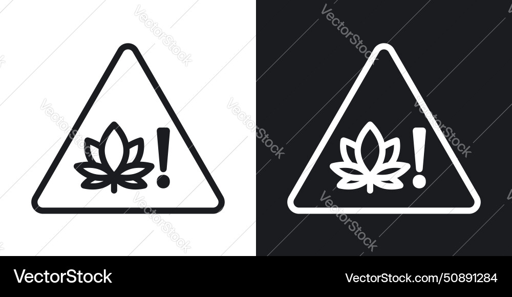 Cannabis packaging warning sign icon set Vector Image