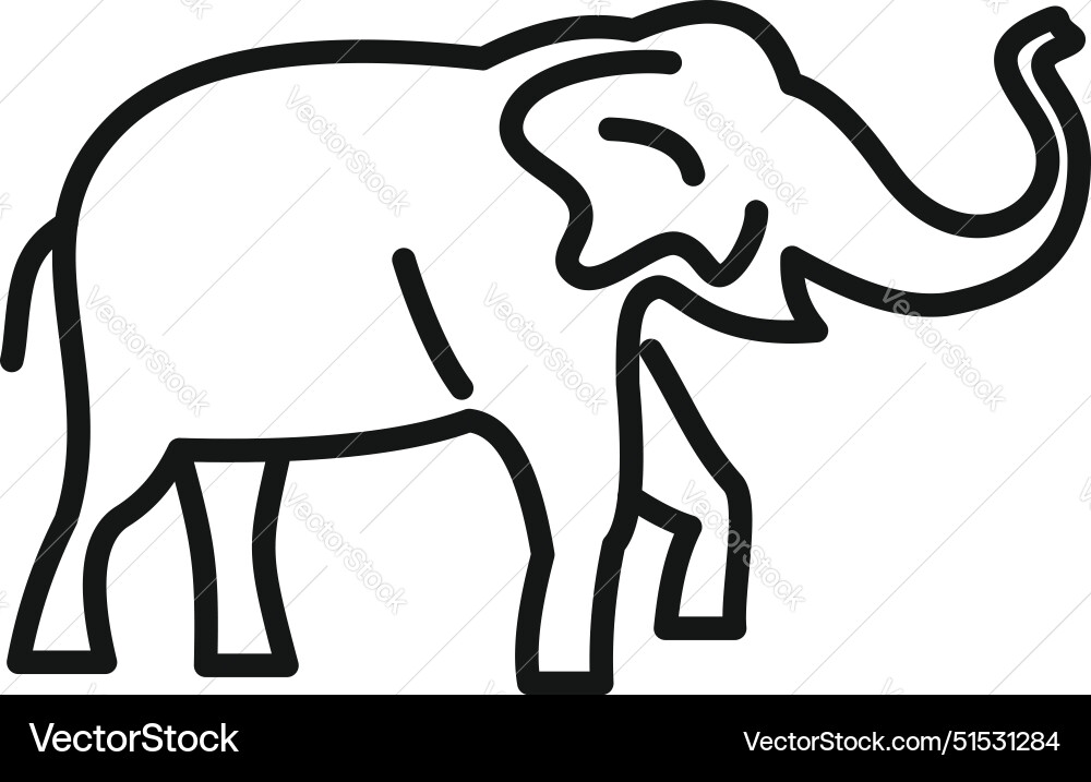 Elephant raising trunk line art icon Royalty Free Vector