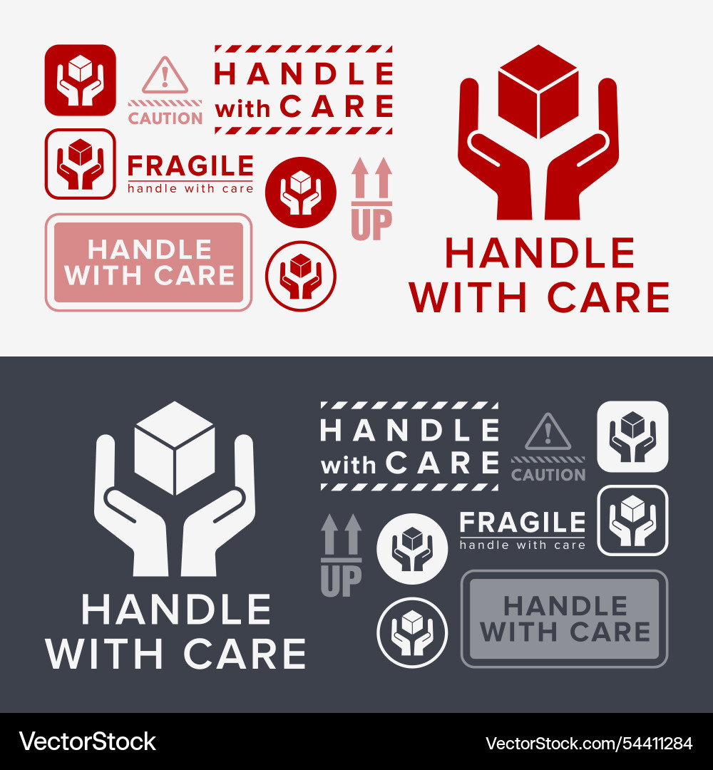 Handle with care fragile item protection Vector Image