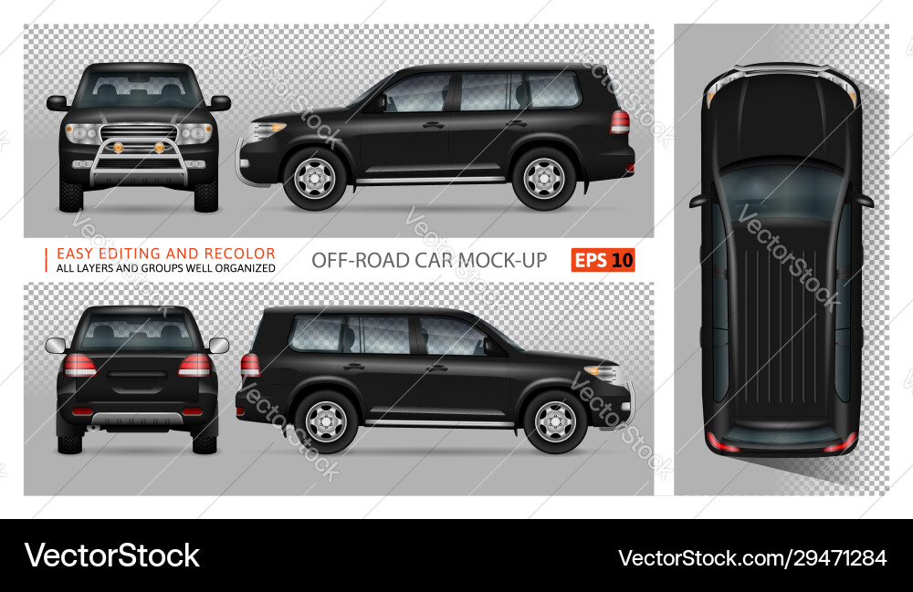 Off road car mockup Royalty Free Vector Image - VectorStock