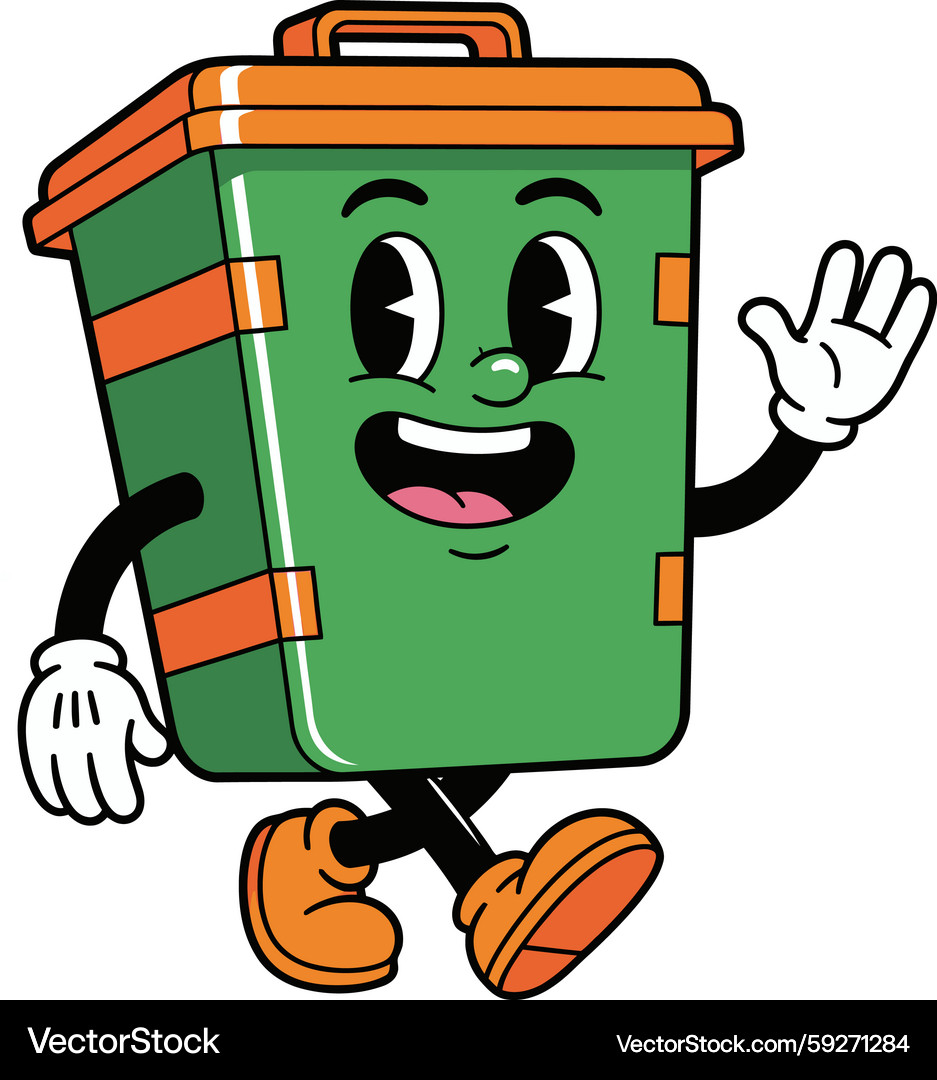 Retro Cartoon Trash Can Character Royalty Free Vector Image