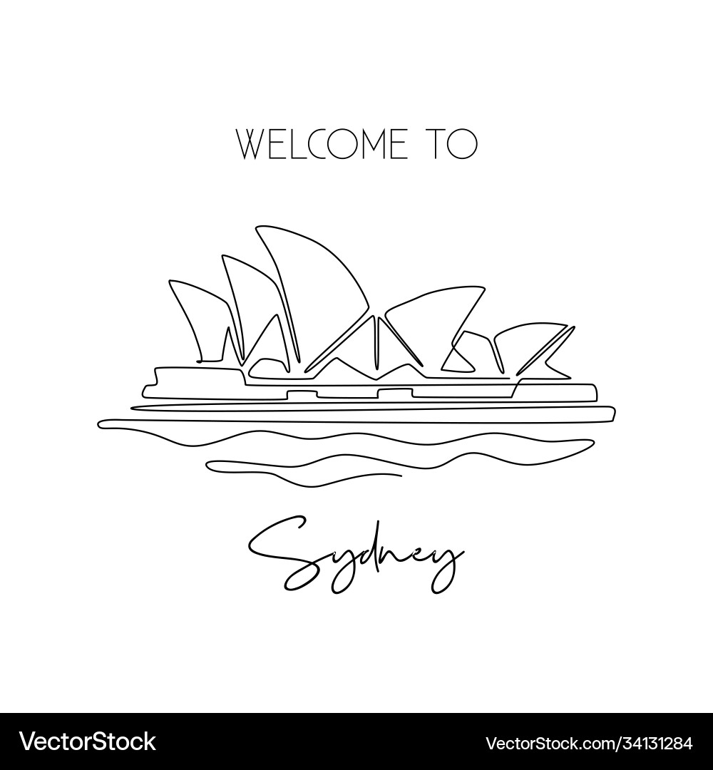 Single one line drawing opera house iconic multi Vector Image