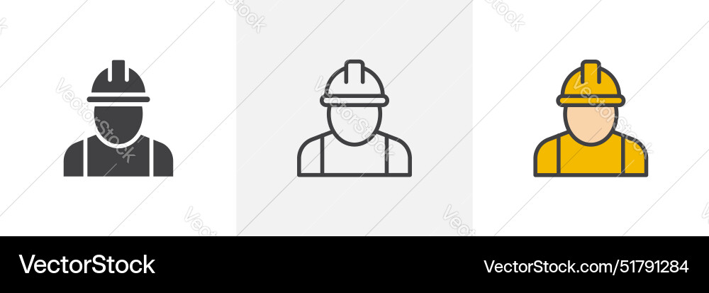 User helmet safety icon set black filled Vector Image