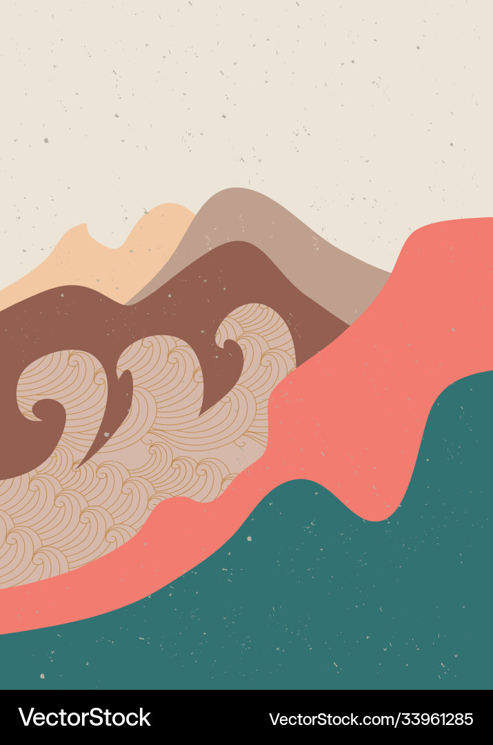 Abstract contemporary mountain landscape poster Vector Image