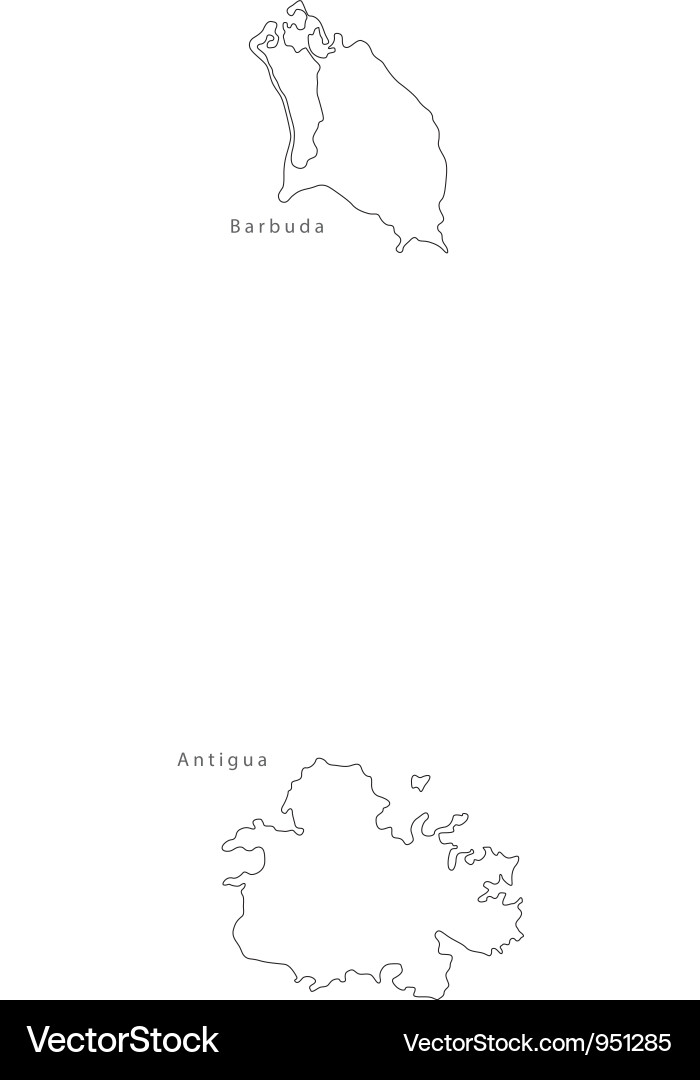 Black white antigua barbuda outline map Royalty Free Vector