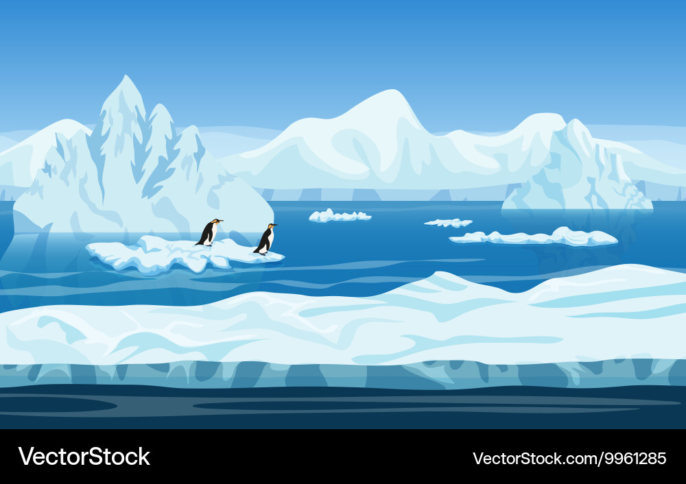 Cartoon nature winter arctic ice landscape Vector Image