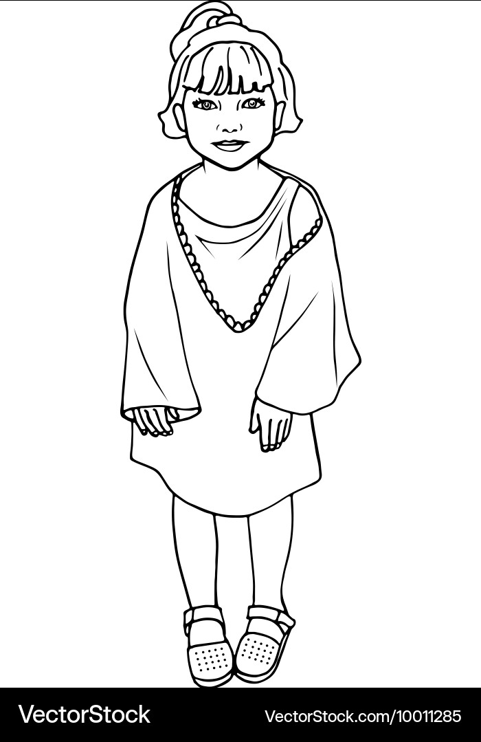 Doodle drawing little poor girl Royalty Free Vector Image