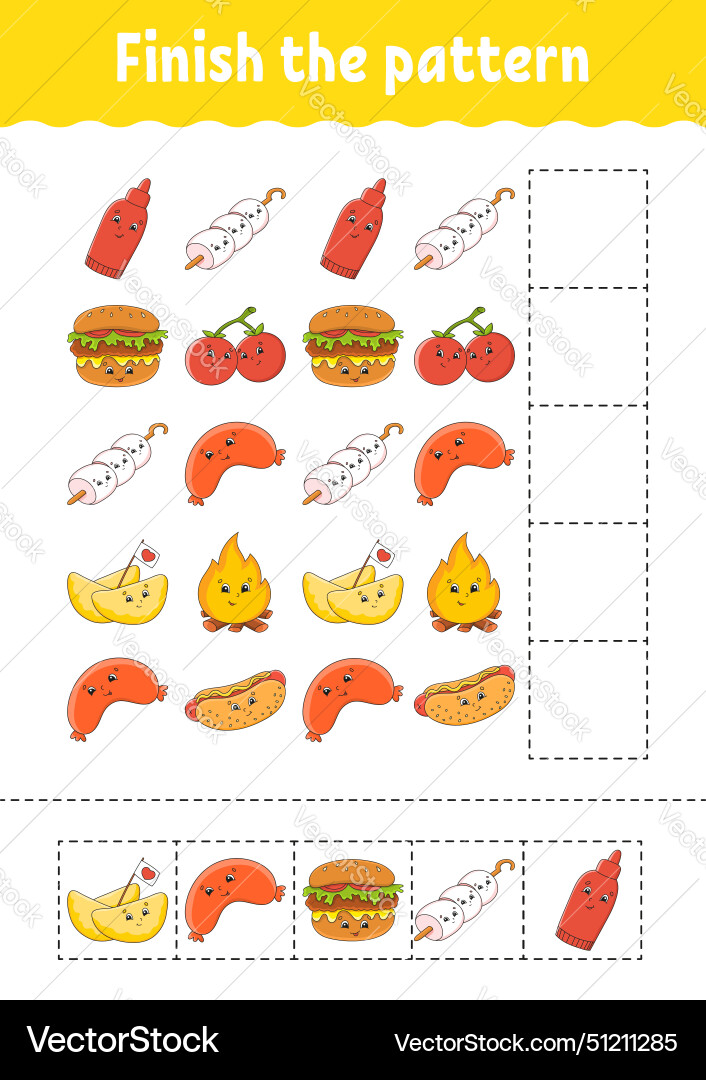 Finish the pattern cut and play education Vector Image