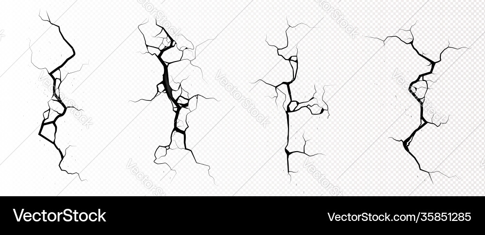 Ground cracks breaks on land surface top view Vector Image