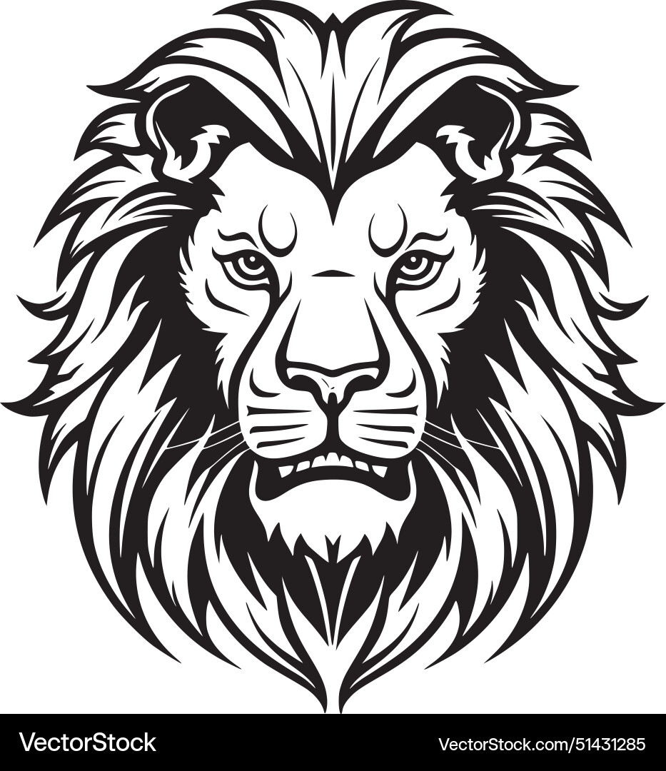 Lion - black and white Royalty Free Vector Image