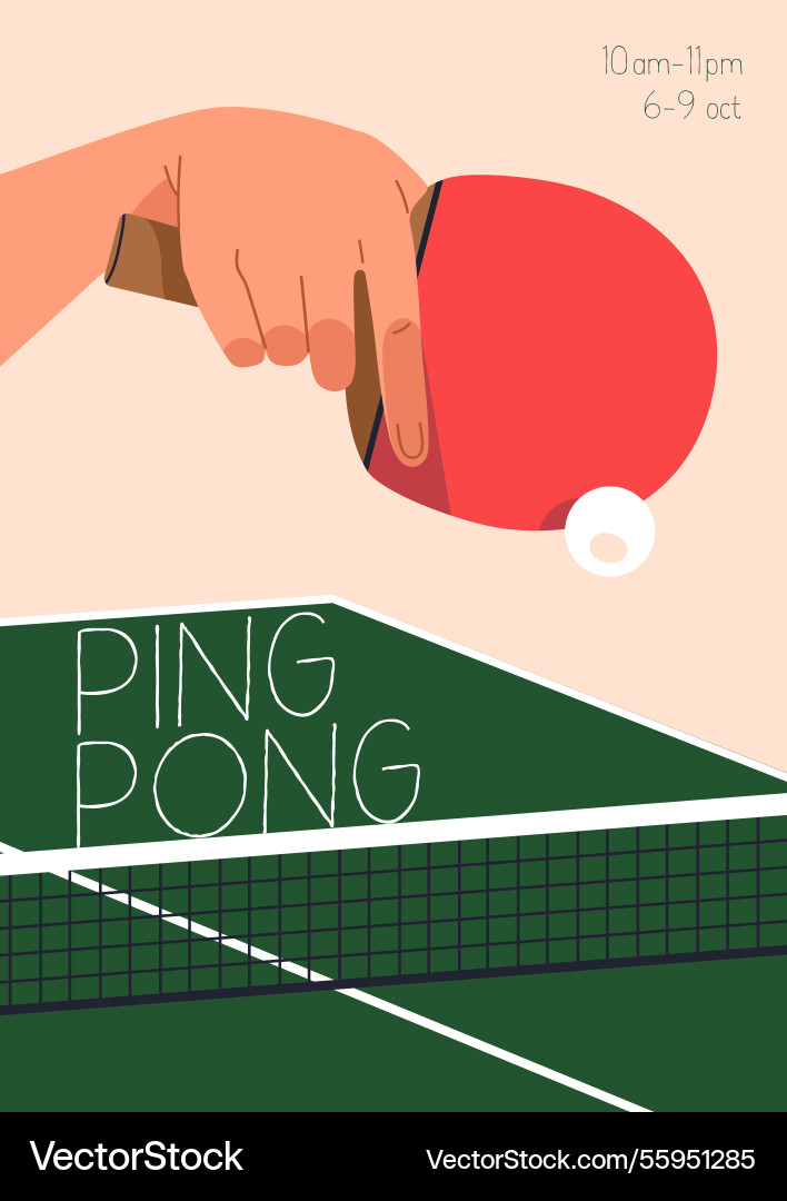 Ping pong poster design table tennis game Vector Image