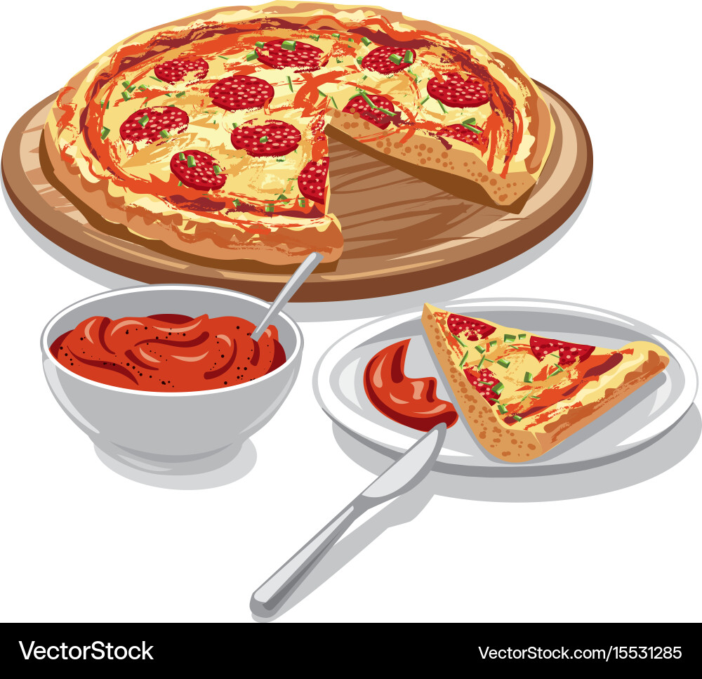 Pizza with tomato sauce Royalty Free Vector Image