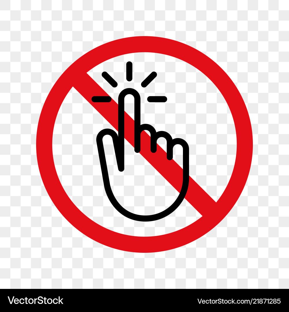 Stop hand finger sign no touch icon Royalty Free Vector