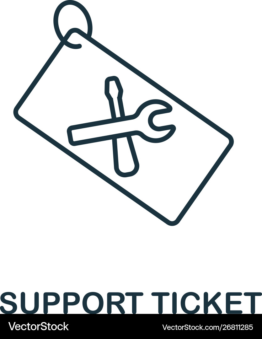 Support ticket icon thin outline style design Vector Image