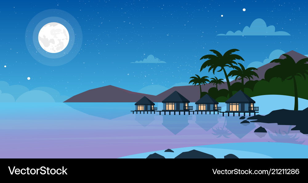 Beautiful night sea beach Royalty Free Vector Image