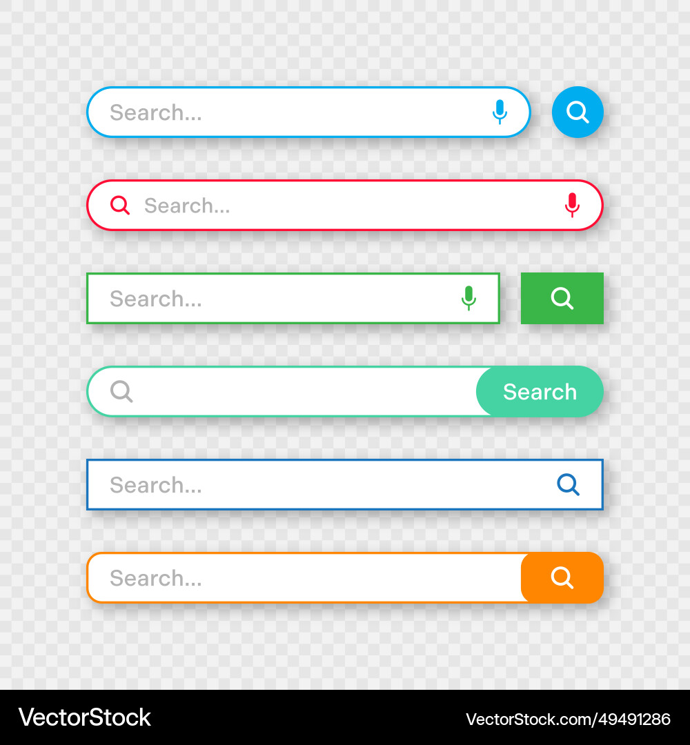Colorful search bar templates internet browser Vector Image