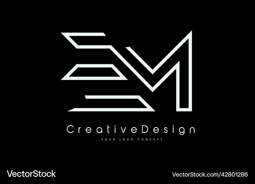 Elegant EM Letter Logo - White Style – Royalty-Free Vector | VectorStock