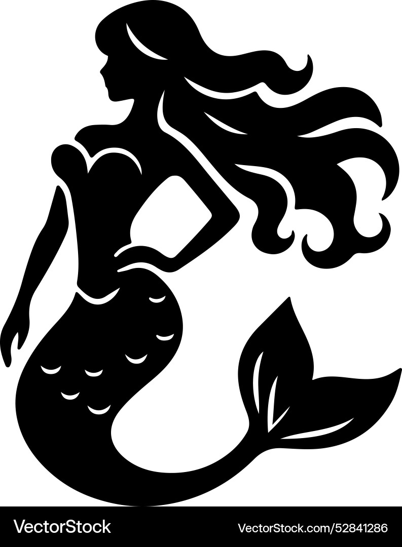 Flat design mermaid silhouette isolated on white Vector Image