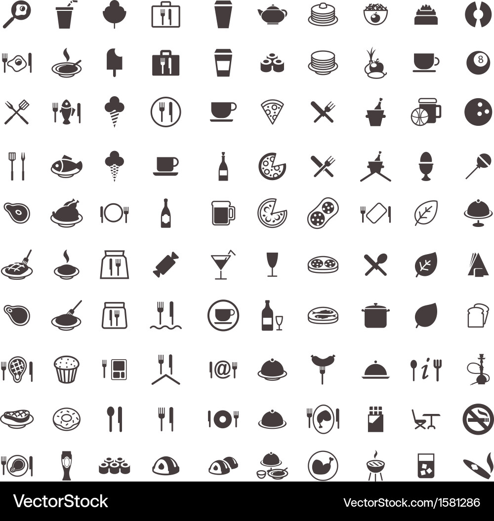 Food and Beverage Icons Royalty Free Vector Image