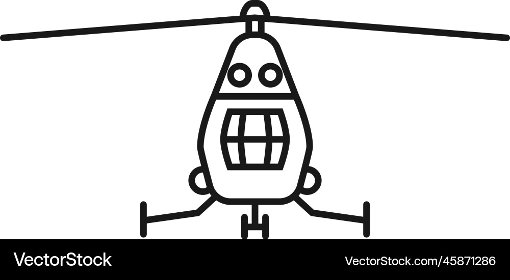 Helicopter flight front view air transport line Vector Image