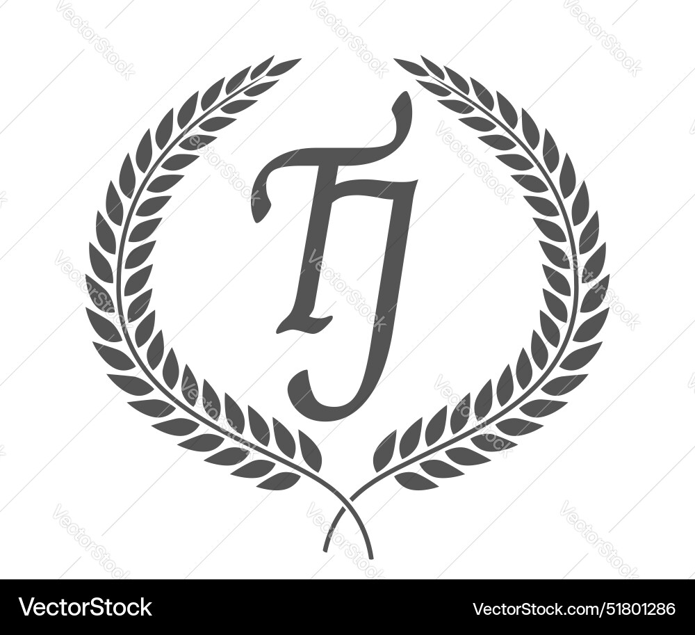 Initial letter t and j tj monogram logo design Vector Image