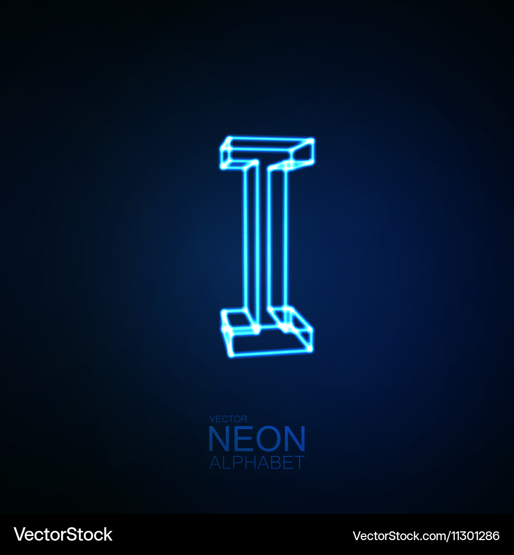 Neon 3d letter i Royalty Free Vector Image - VectorStock