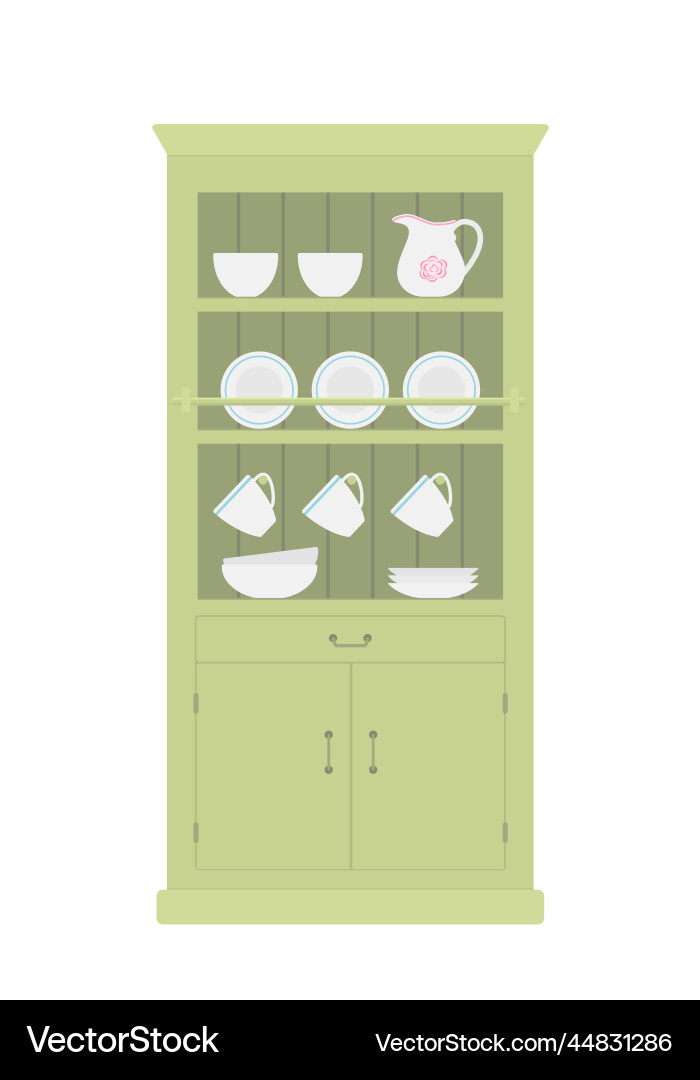 Provence style cupboard with crockery rustic Vector Image