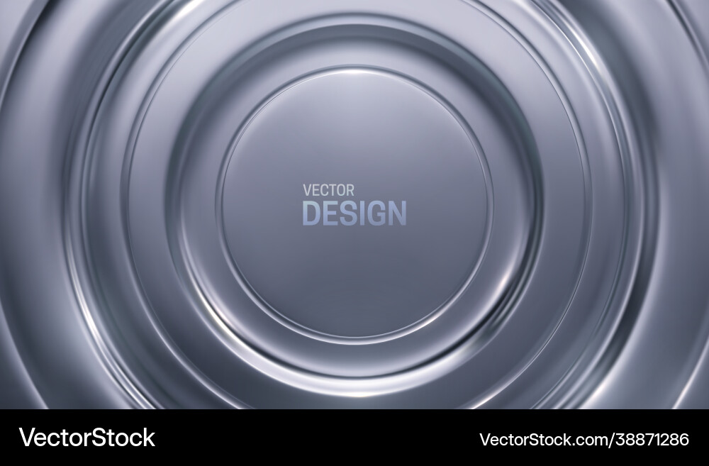 Silver radial background metallic circle shapes Vector Image